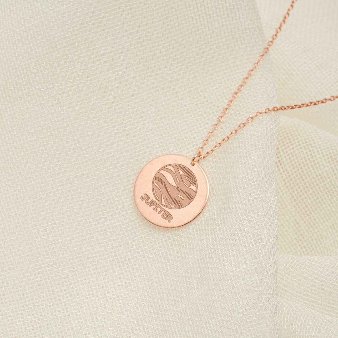 Jupiter Necklace, 14K Solid Gold Planet Necklace for Women, Gifts for ...