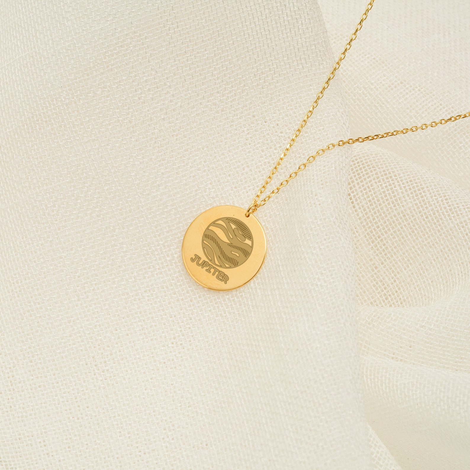 Jupiter Necklace 14K Solid Gold Planet Necklace for Women | Etsy