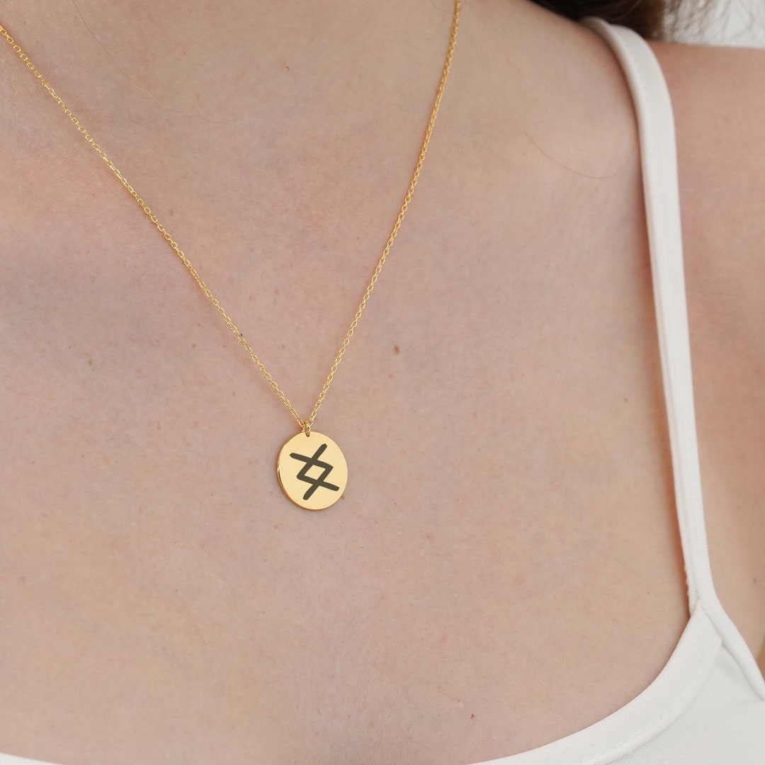 Personalized Viking Runes Necklace, 14K Gold or Sterling Silver ...