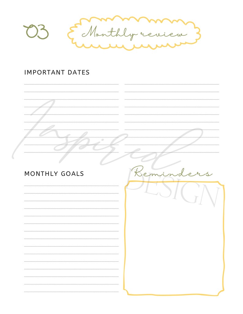 Printable Yearly Planner, 12 Months, Goal Tracker, Routine, Organized ...