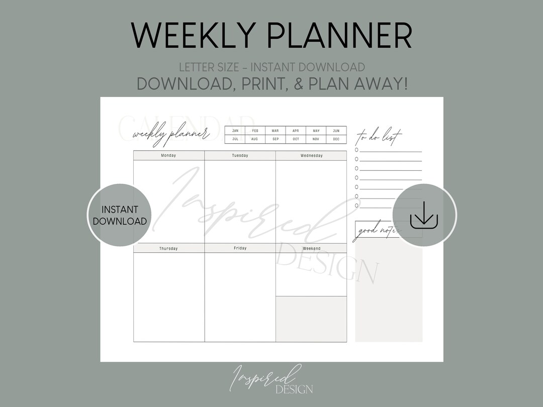 Printable Weekly Block Schedule, Routine, Organized Planner, A4/a5 ...