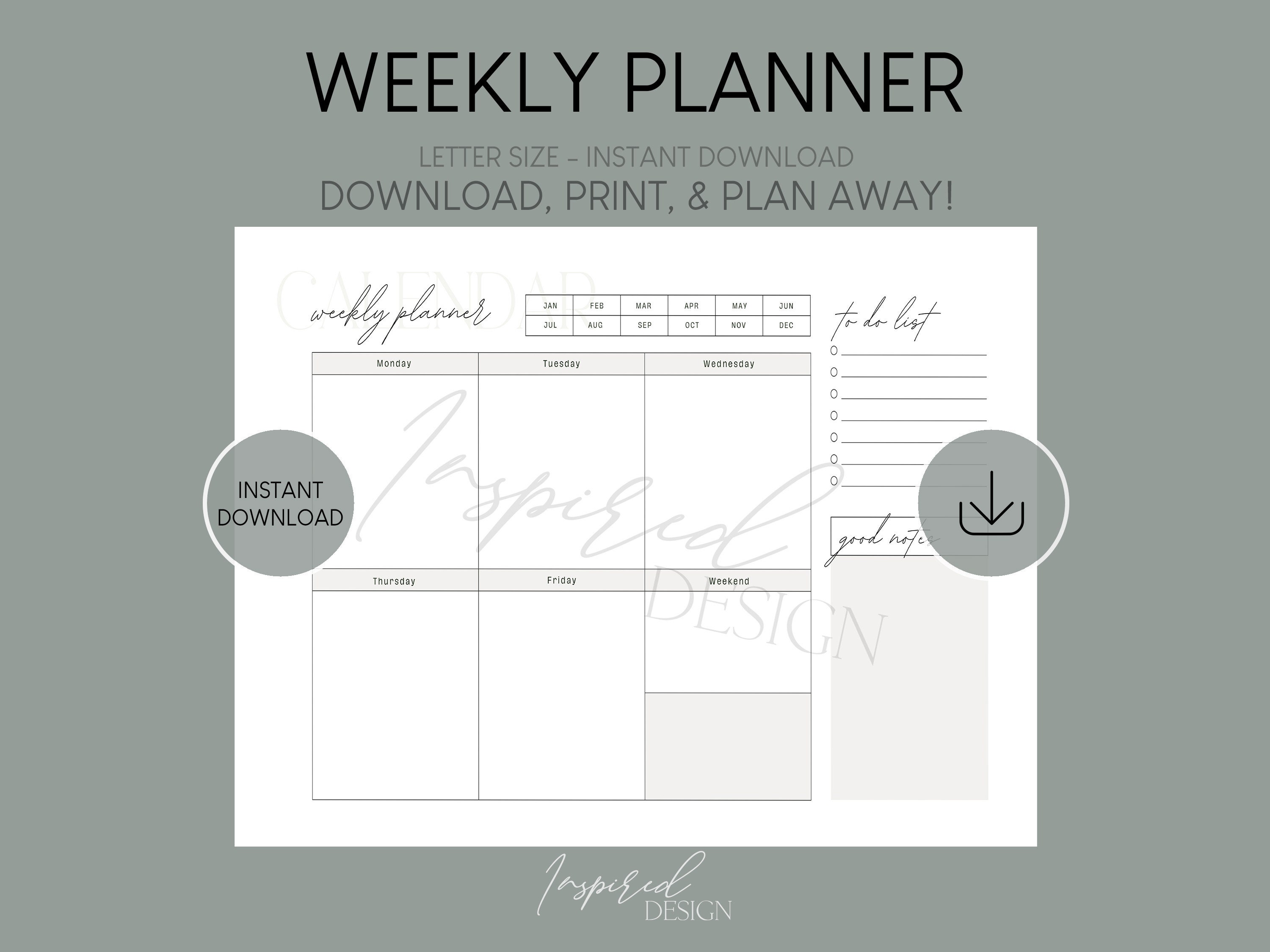 Printable Weekly Block Schedule, Routine, Organized Planner, A4/a5 ...