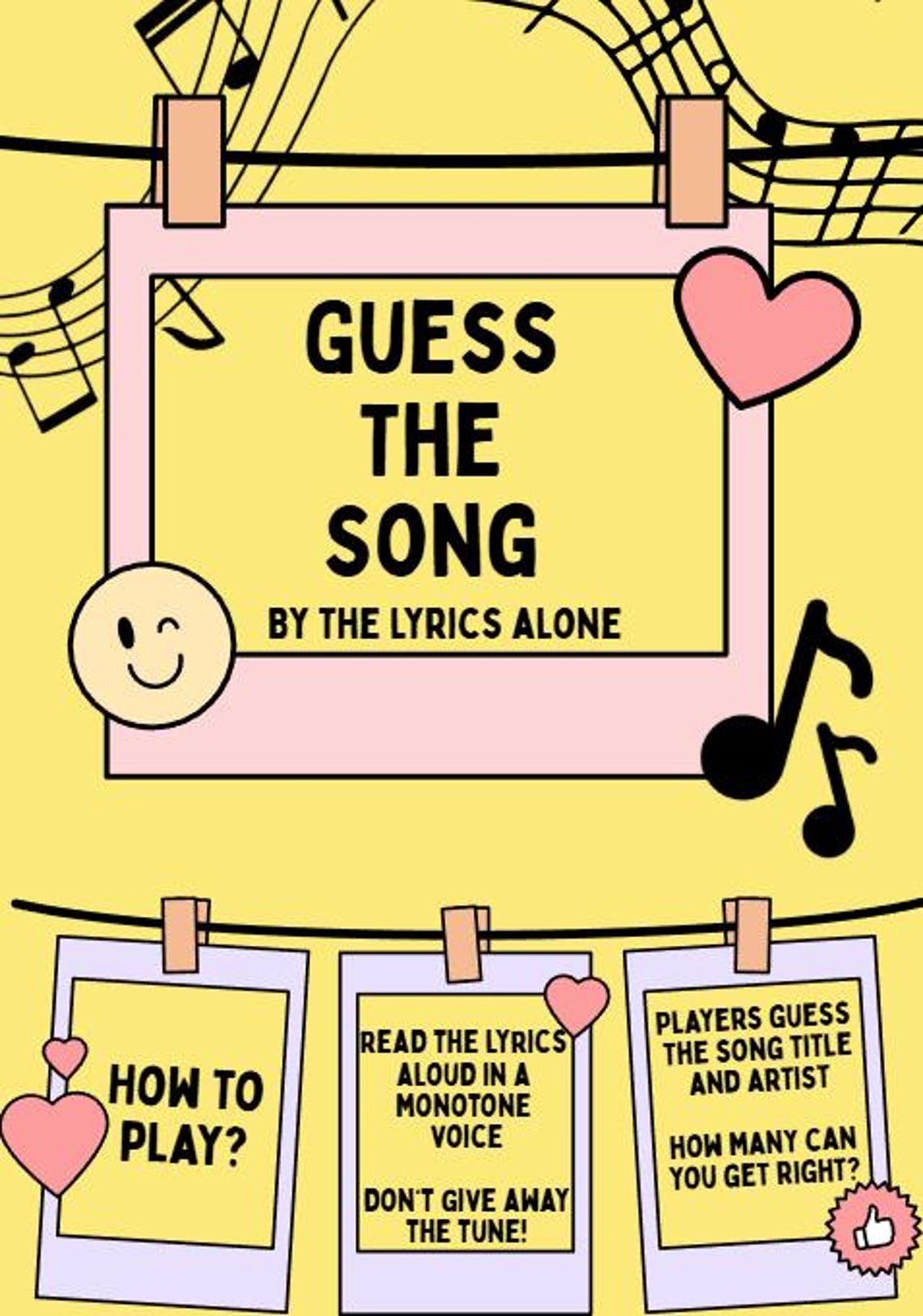 Guess the Song Game - All Ages, Party Game, Fun for Everyone - Etsy