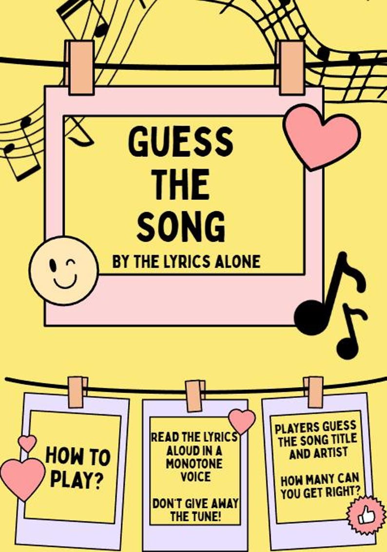 Guess the Song Game - All Ages, Party Game, Fun for Everyone - Etsy