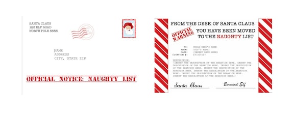 Template Download: Santa's Naughty List AND Return to Nice | Etsy