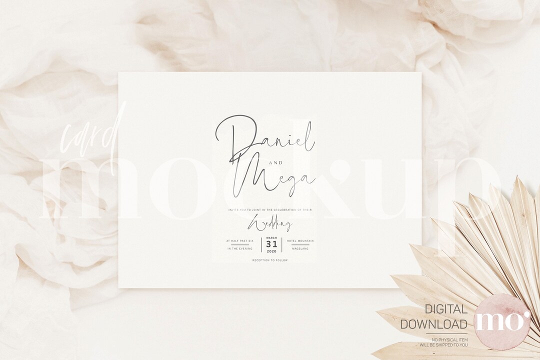 Horizontal Invitation Mockup, Modern Greeting Card Mockup, Baby Shower ...