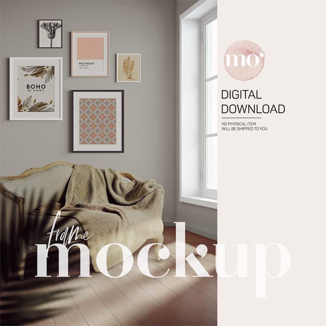 Boho Gallery Wall Mockup: 5 Frames Interior (digital Download) - Etsy