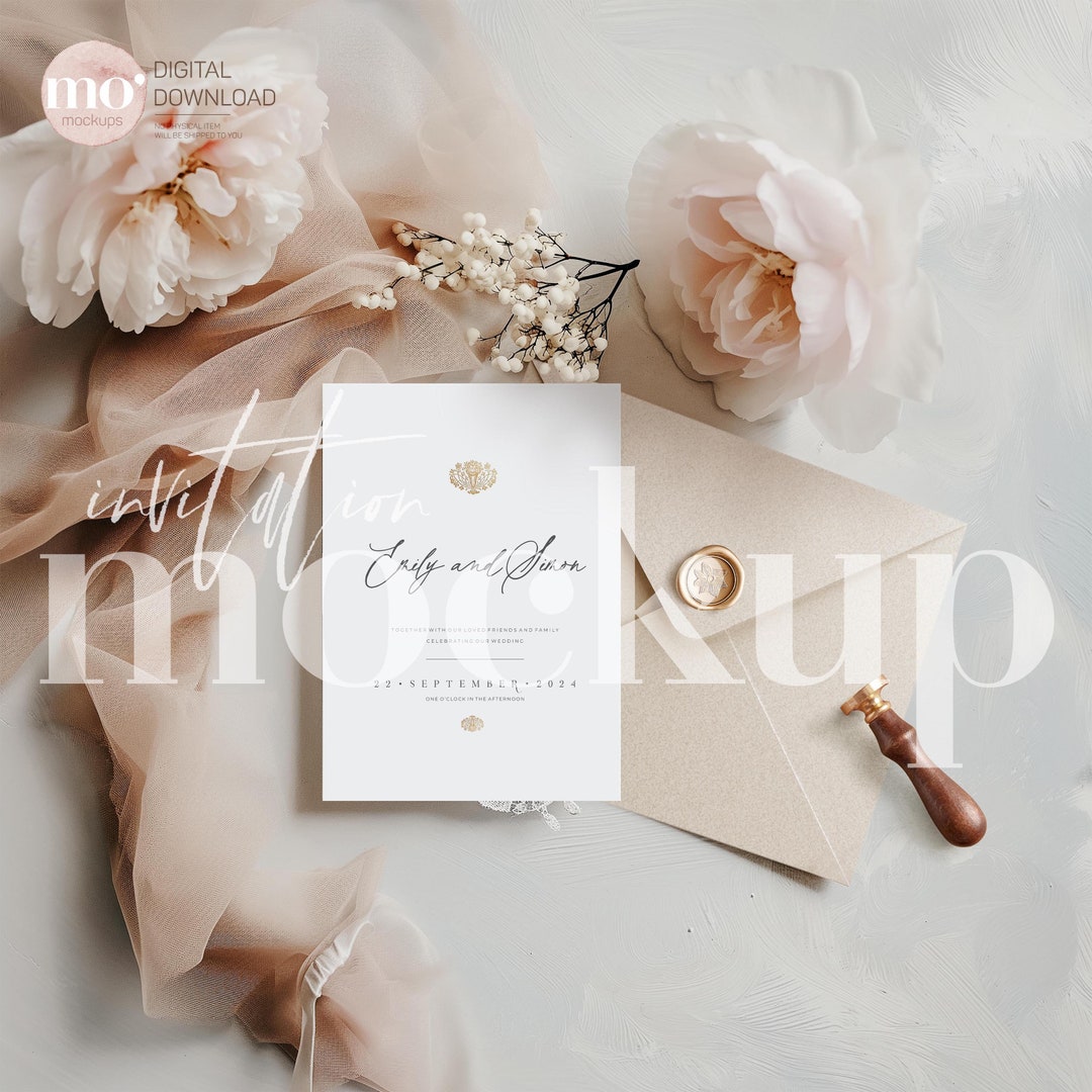 Invite Mock Up, Card Mock up Wedding Canva, Wedding Invitation Mockup ...