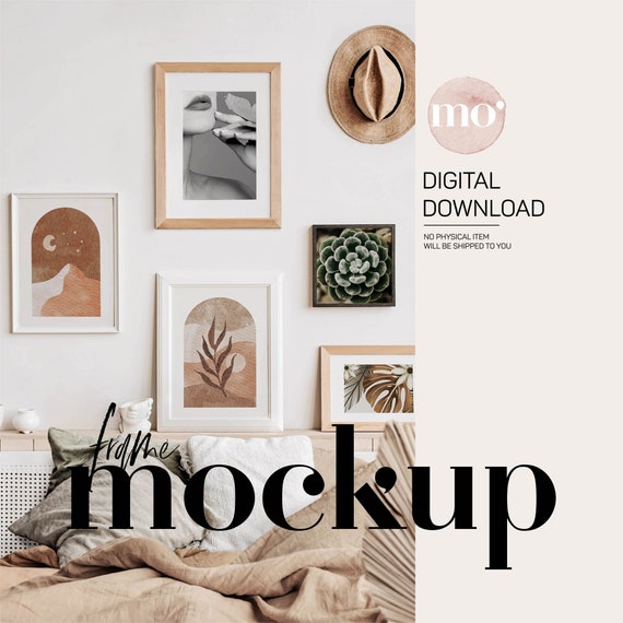 Boho Gallery Wall Mockup Boho Interior Frames Mockup Banner | Etsy