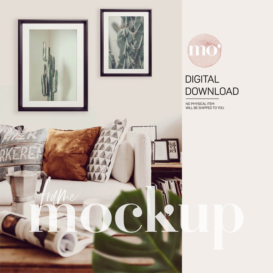 Set of 2 Black Frames Mockup, 2x3 Ratio, Boho Interior Mockup, Two ...