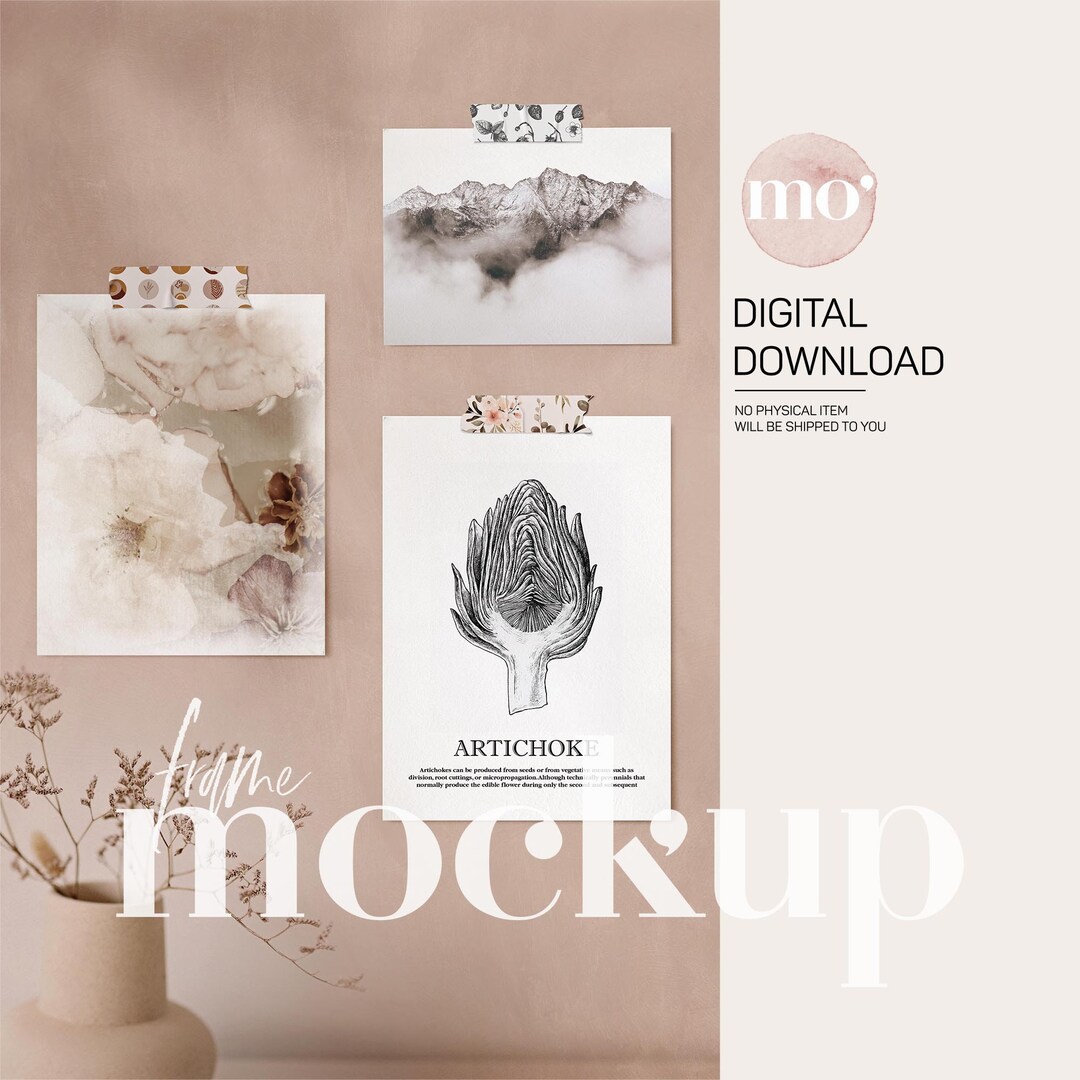 Boho Gallery Wall Mockup: 3 Frames Template (PSD) - Etsy