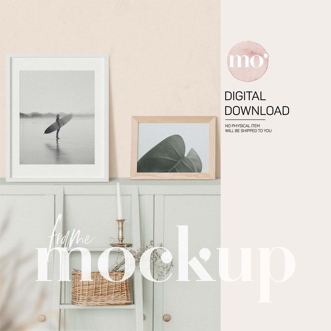 Set of 2 Frames Mockup, Artwork Mockup, Boho Posters Mockup, Two Frames ...