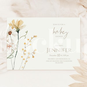 Horizontal Invitation Mockup, Modern Greeting Card Mockup, Baby Shower ...