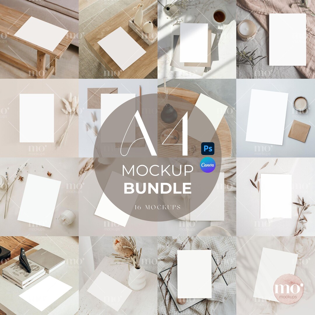 A4 Mockup Bundle | 16 PSD PNG Templates | Poster & Wall Art Mockups for ...