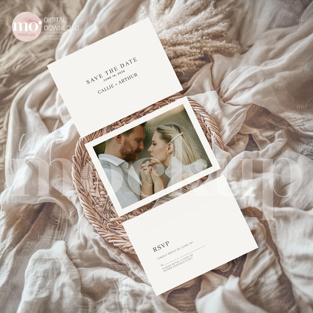 Set of 3 Horizontal Cards Mock Up, Wedding Stationery Mockup ...