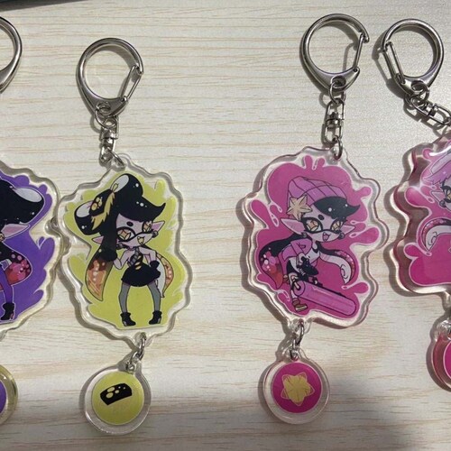 SQUID SISTERS Double Sided Acrylic KEYCHAIN With Dangle Charm - Etsy