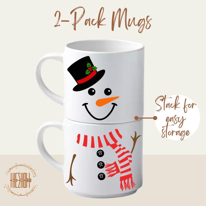 Stackable Ceramic Coffee Mug | Christmas Mug | Snowman Mug | Christmas ...