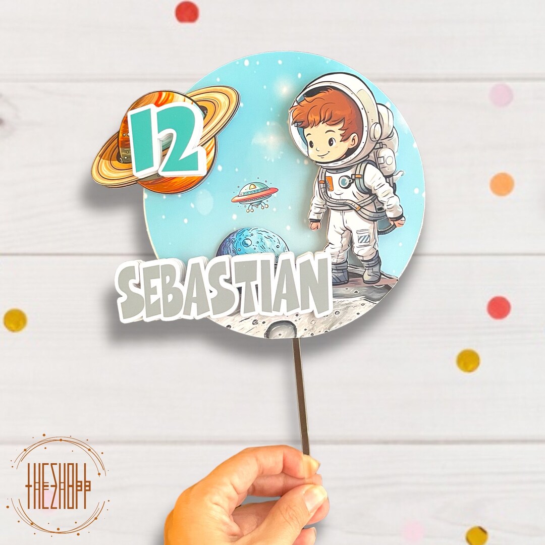 Space Cake Topper | Astronaut Cupcake Topper 3D | Cupcake Outer Space ...