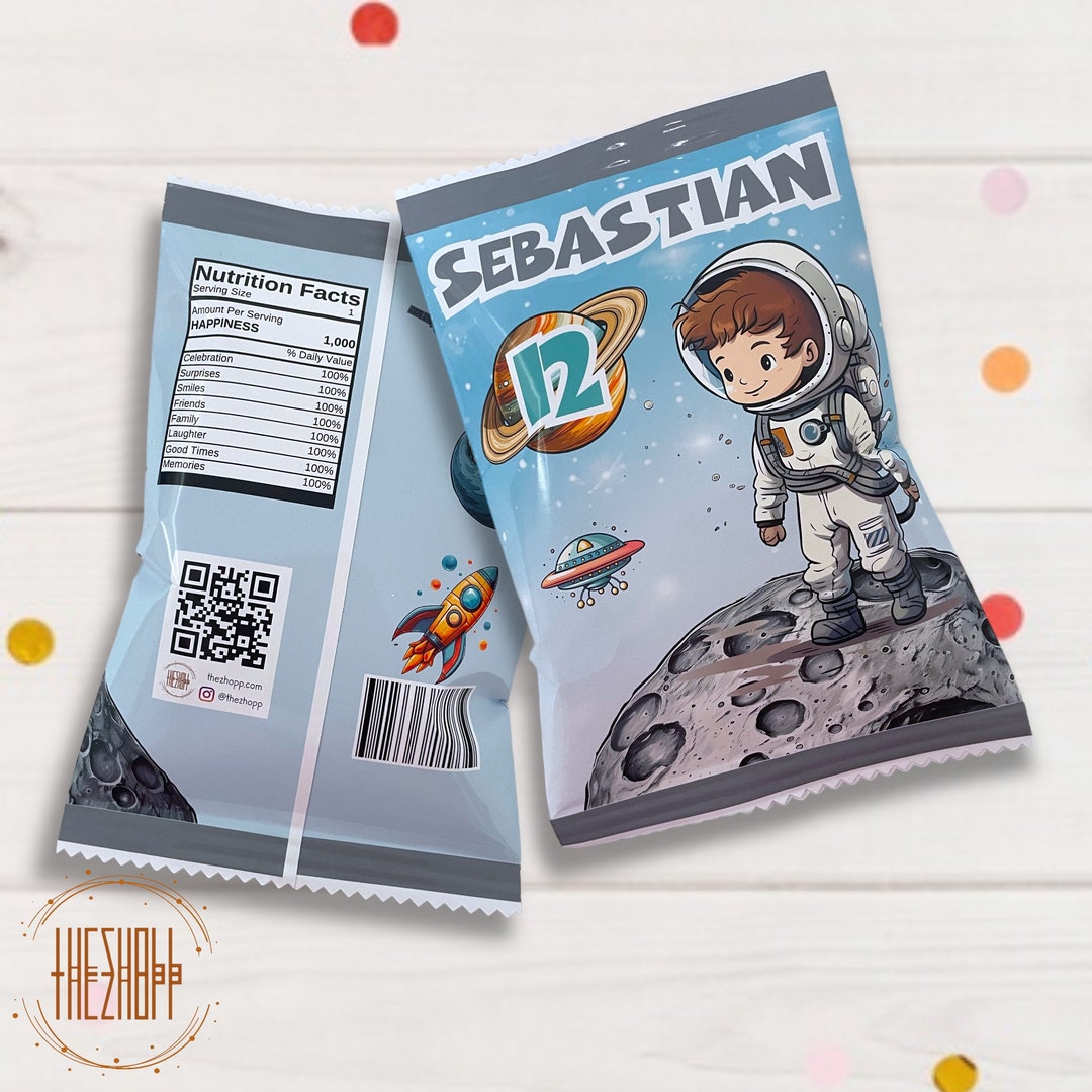 Space Chip Bags | Astronaut Party Favors | Outer Space Birthday ...