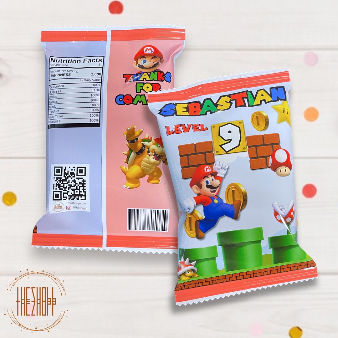 Mario Chip Bags | Super Mario Party Favors | Mario Birthday | Mario ...
