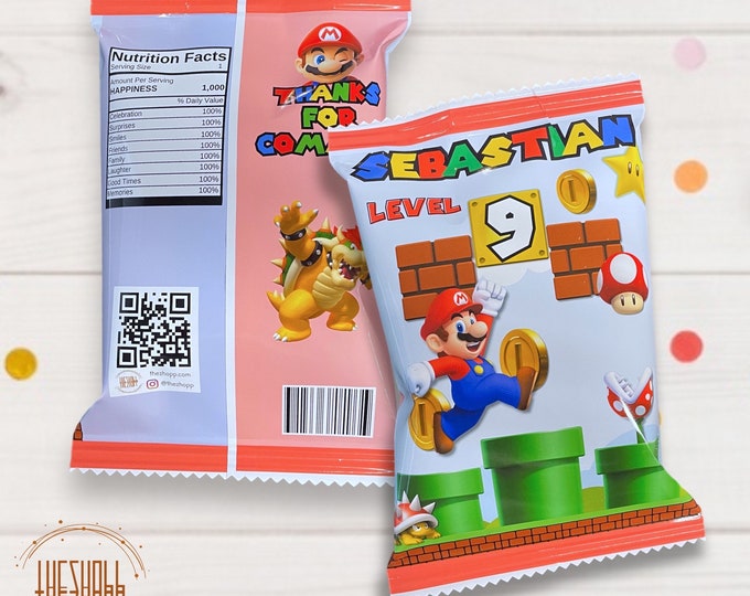 Mario Chip Bags Super Mario Party Favors Mario Birthday - Etsy