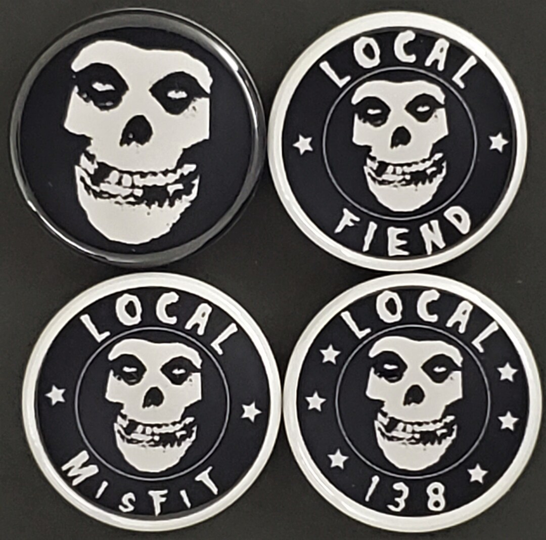 Misfits Fiend Set of 4, Buttons, Magnets, Bottle Openers, Punk, Crimson ...