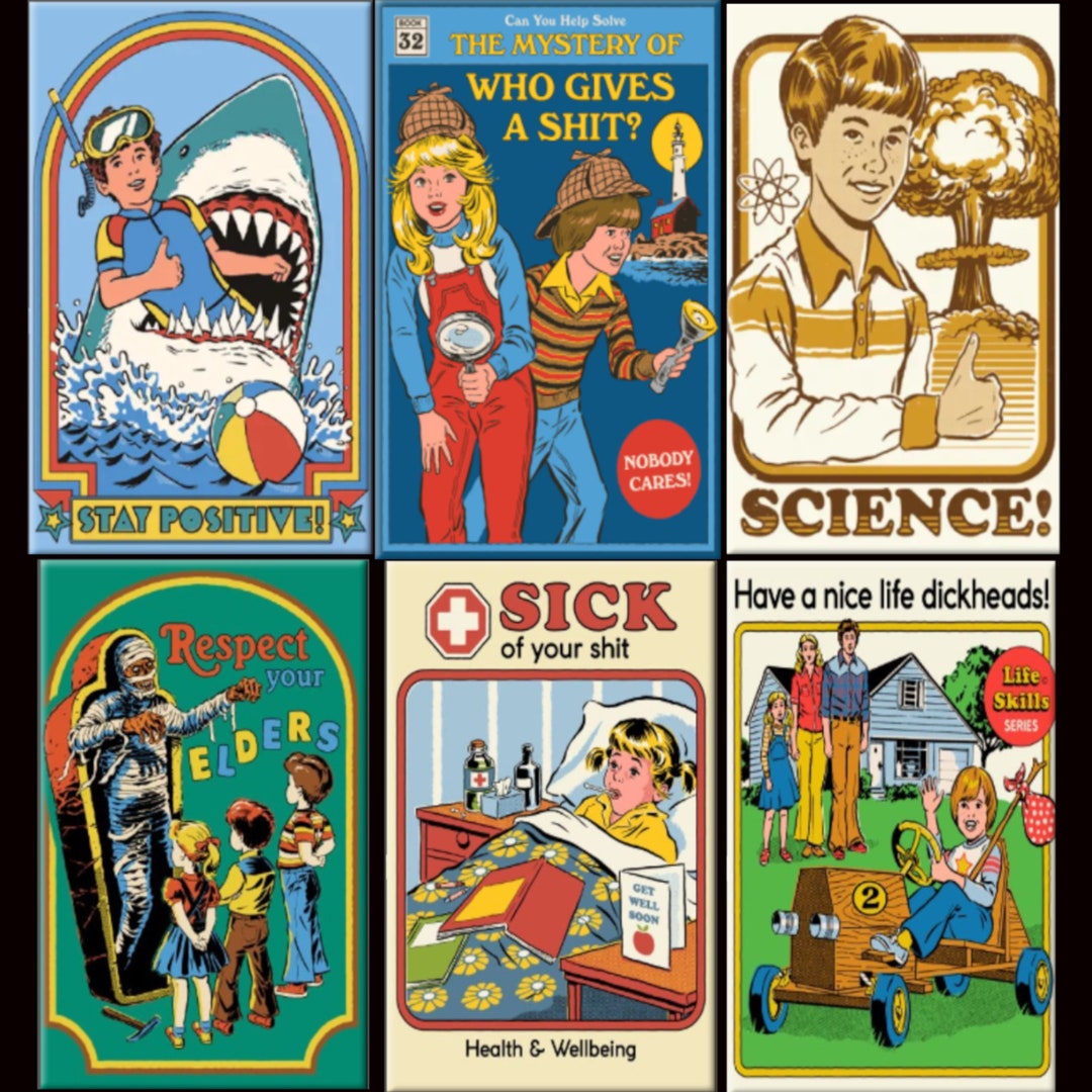 RETRO SERIES 2, Spoof, Fridge Magnet, Button, Vintage, Stay Positive ...