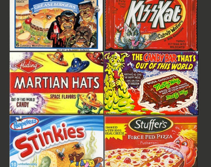 WACKY PACKAGES 4, Fridge Magnet, Button, White Castle, Kit Kat, Milky ...