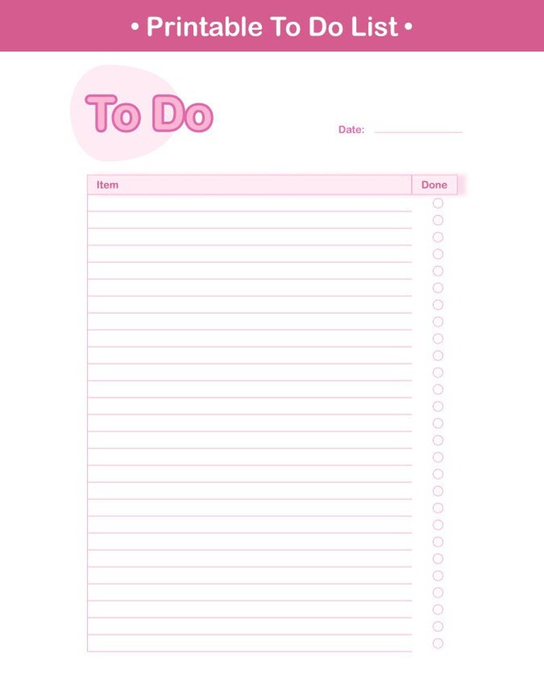 Printable Pink to Do List - Etsy