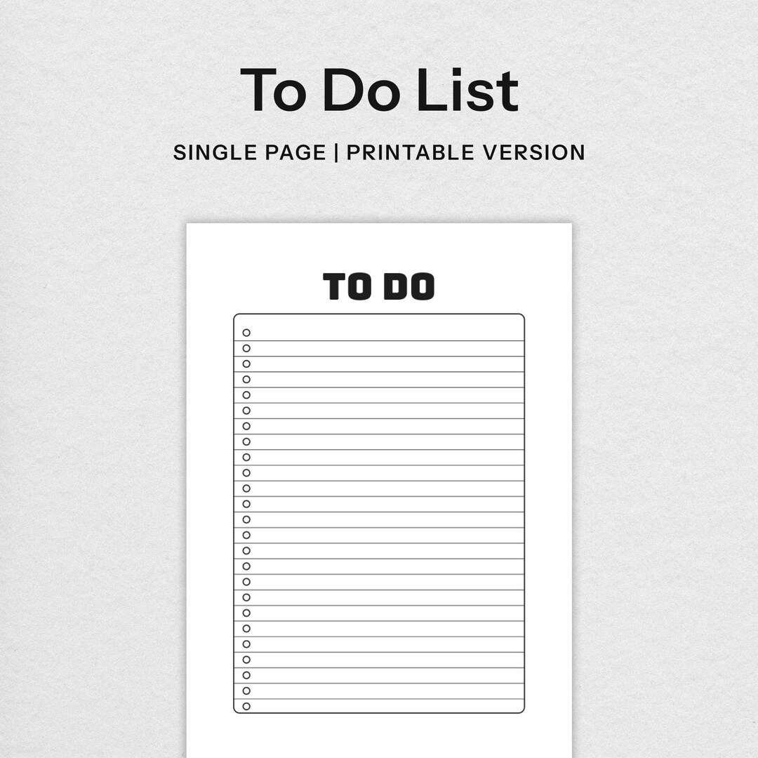 Printable to Do List | Minimalist Black & White Planner Page | PDF ...