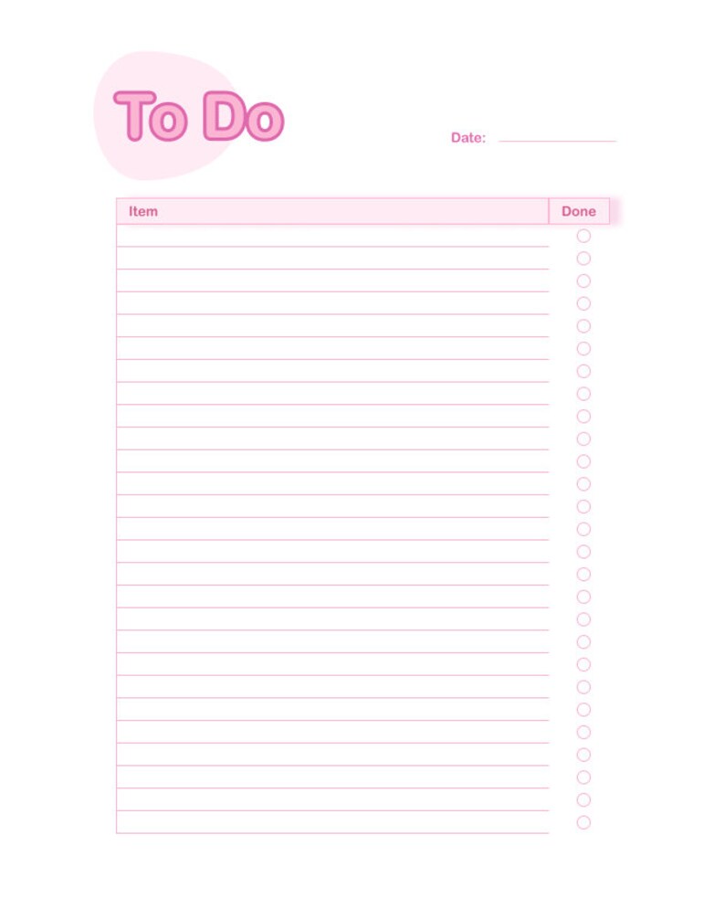 Printable Pink to Do List - Etsy