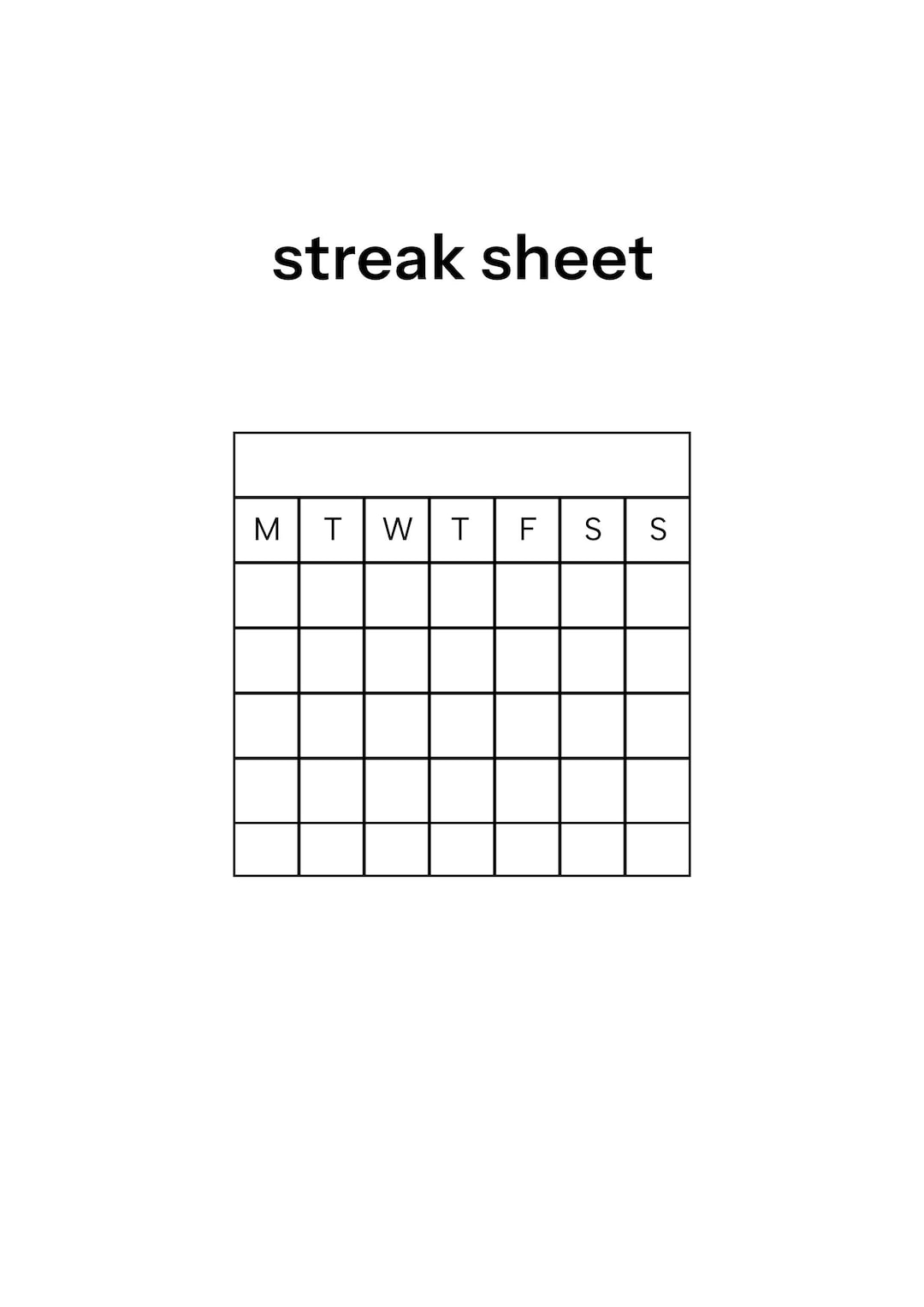 Habit Tracker Printable | Minimalist Streak Sheet PDF | 30-day Habit ...
