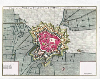 Art & Collectibles Historical Plan of the City and Castle of Béthune ...