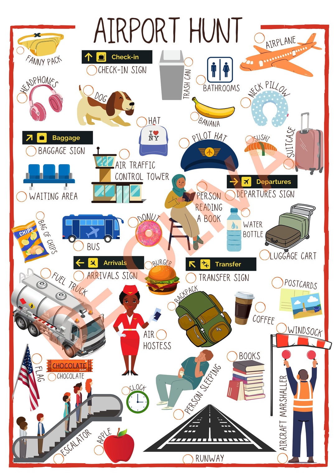 Airport Scavenger Hunt Print for Kids - Airport Activities for Children ...