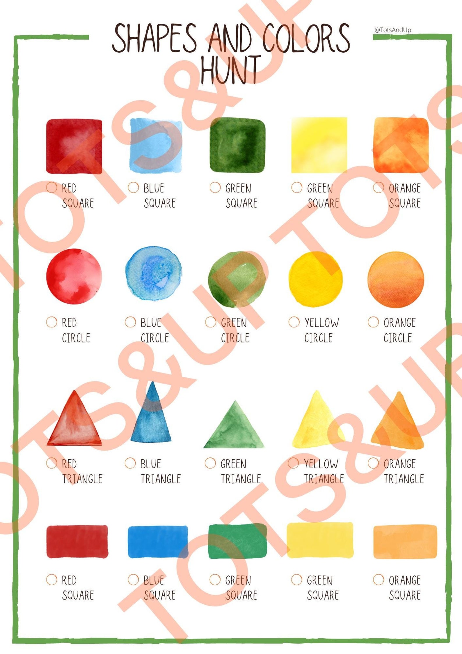 Shapes and Colors Scavenger Hunts - Printable - Indoor & Outdoor ...