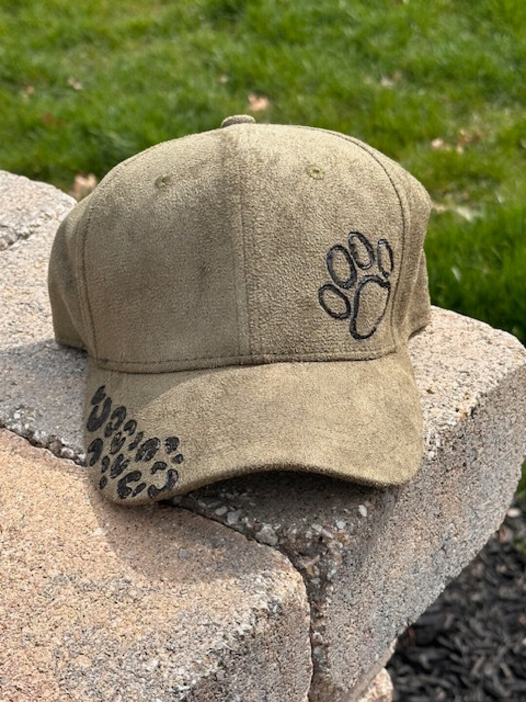 Leopard Dog Paw Hat Hand Burned Baseball Hat Baseball Cap Leopard Print ...