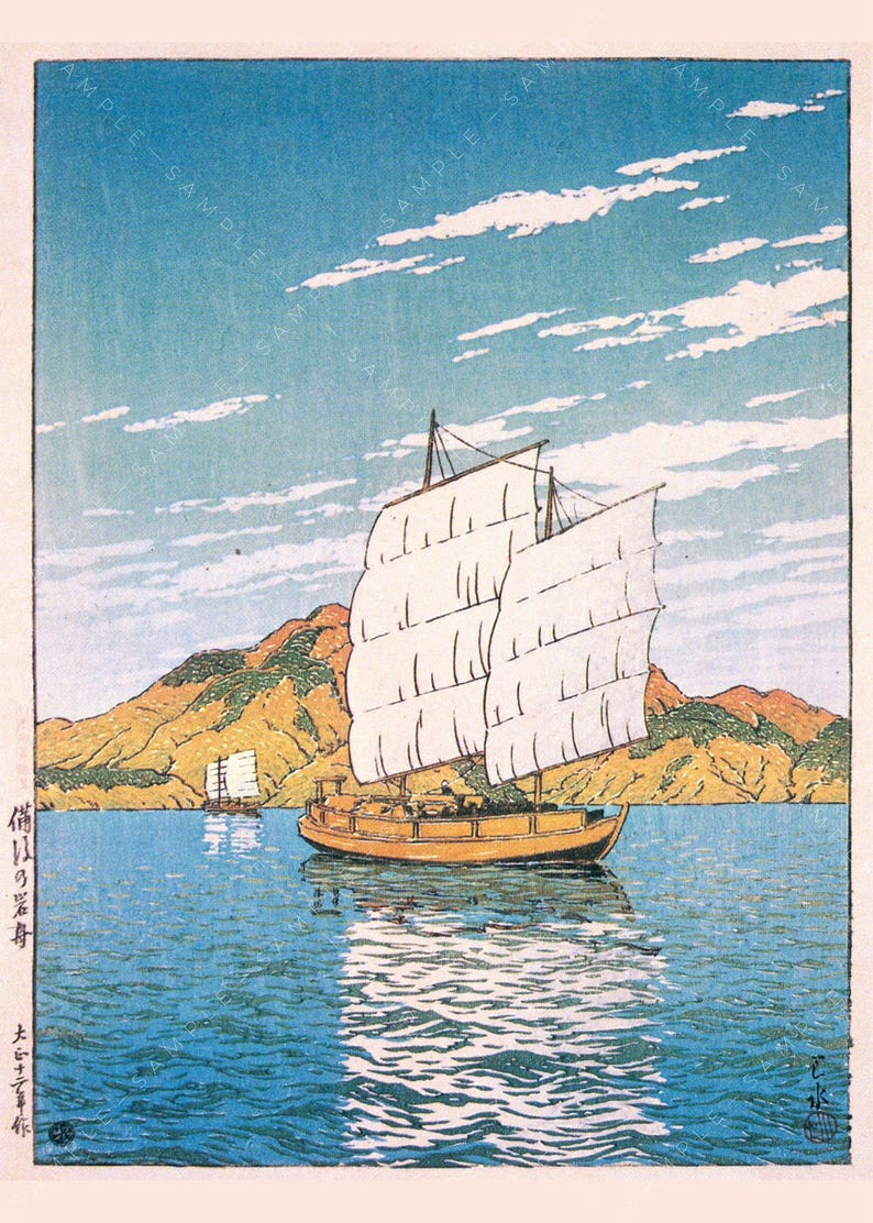 Rare Kawase Hasui Japanese Woodblock Print, 5 Digital Downloads, Summer ...