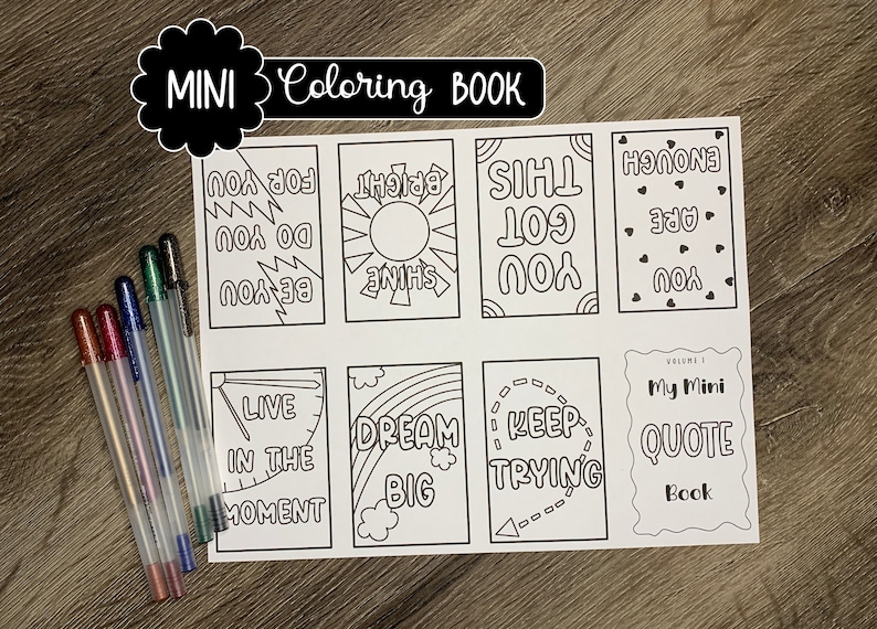 Inspirational Mini Coloring Book | Mini Quote Book | Printable Coloring ...