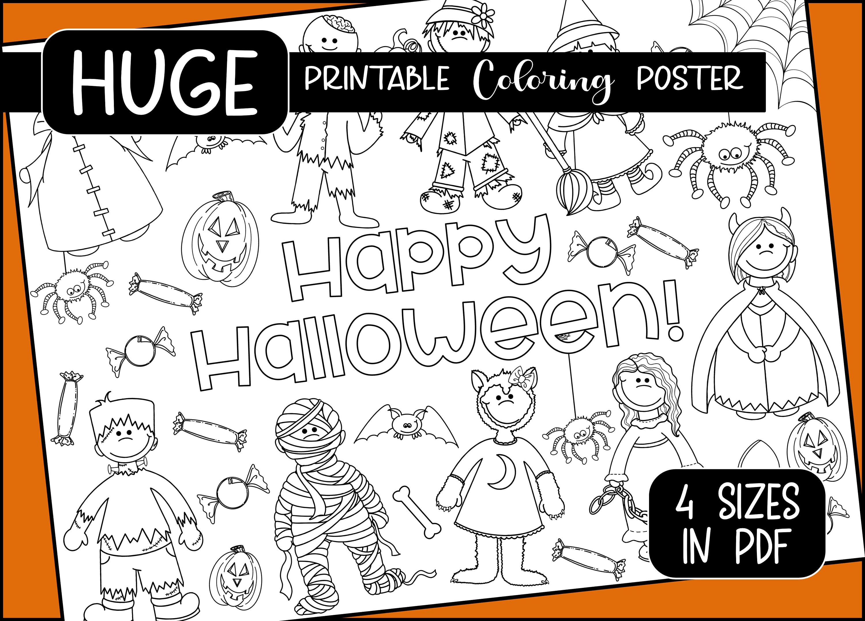 HUGE Printable Halloween Digital Coloring Posters | Printable PDF ...