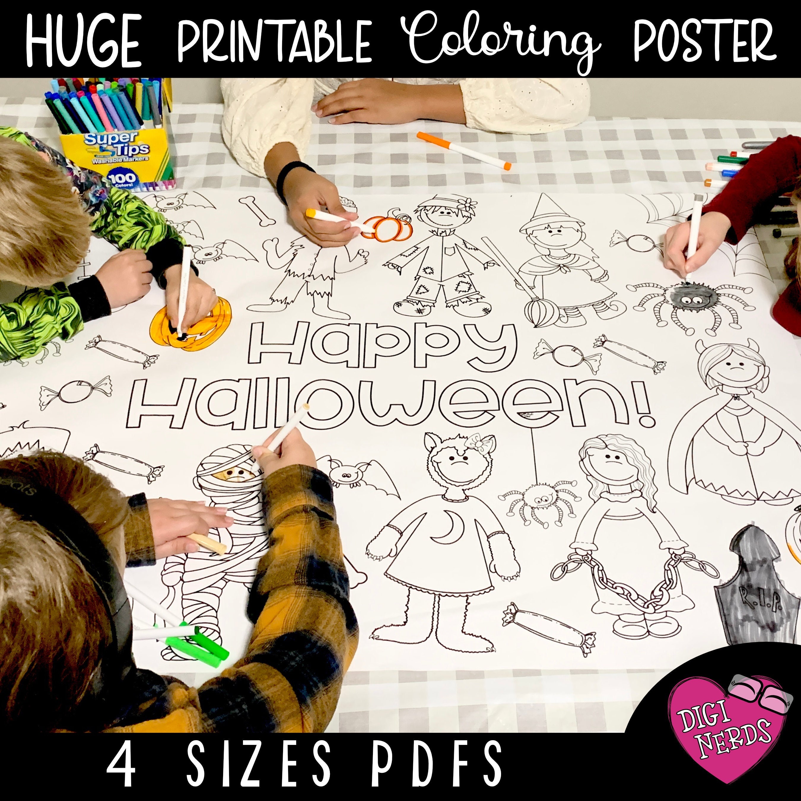 HUGE Printable Halloween Digital Coloring Posters | Printable PDF ...