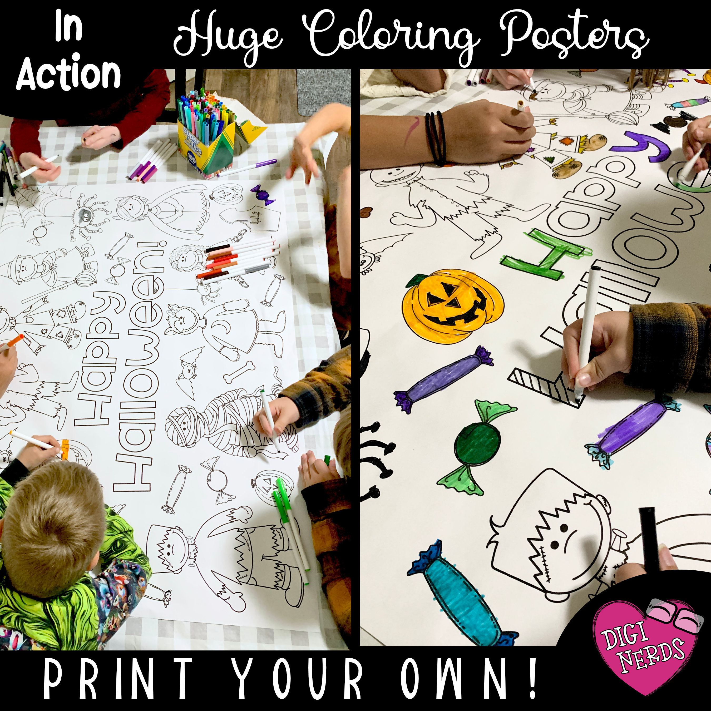 HUGE Printable Halloween Digital Coloring Posters | Printable PDF ...