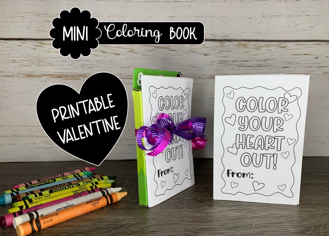 Printable Valentines Mini Coloring Book Color Your Heart Out Valentines ...