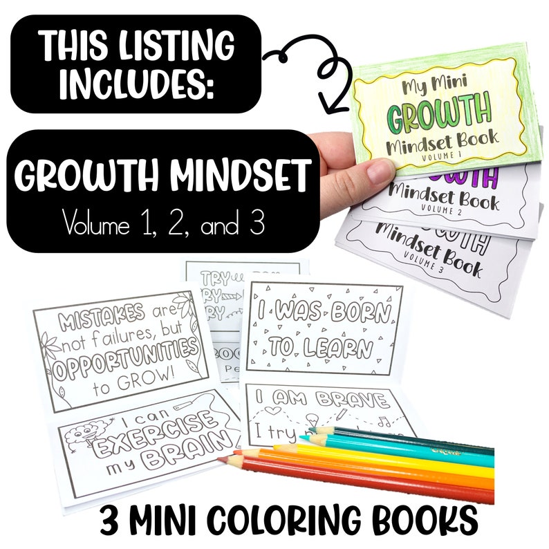 Kids Affirmations Growth Mindset Calming Coloring Mini Coloring Book - Etsy