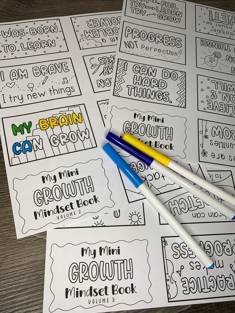 Kids Affirmations Growth Mindset Calming Coloring Mini Coloring Book - Etsy