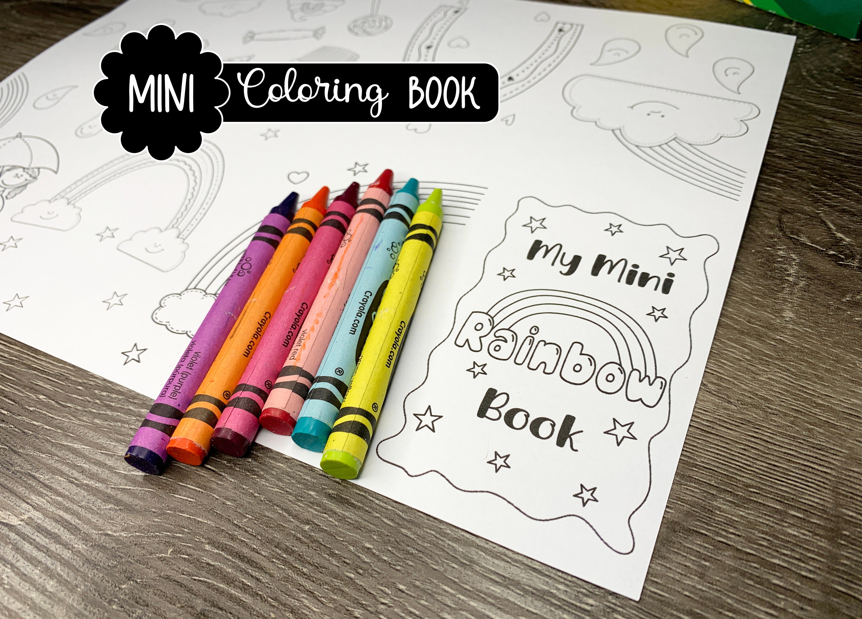 Rainbow Mini Coloring Book | Rainbow Birthday Party Favor Printable - Etsy