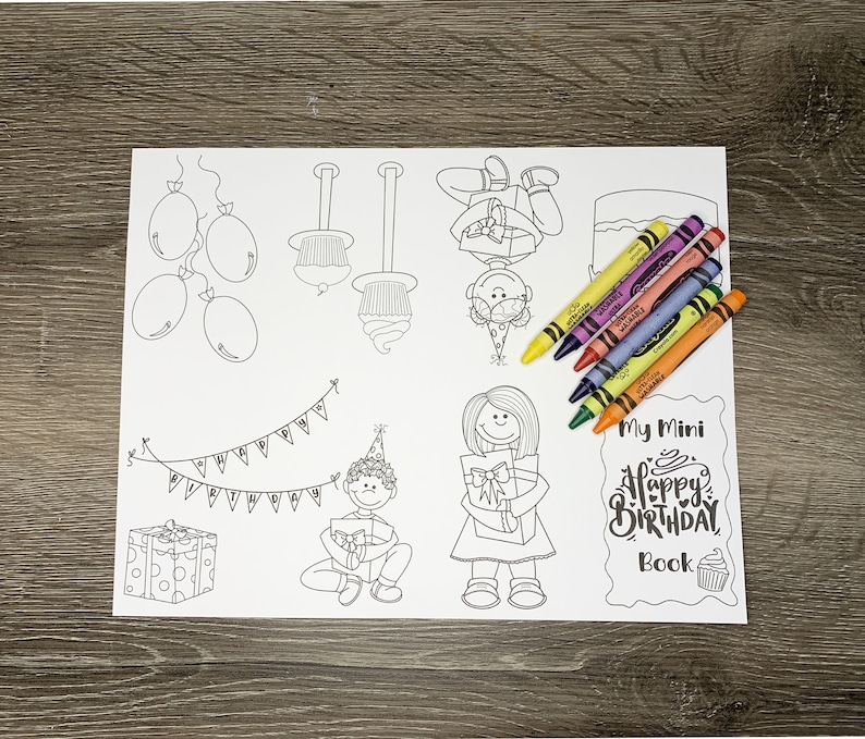 Happy Birthday Mini Coloring Book | Birthday Party Favor Printable - Etsy