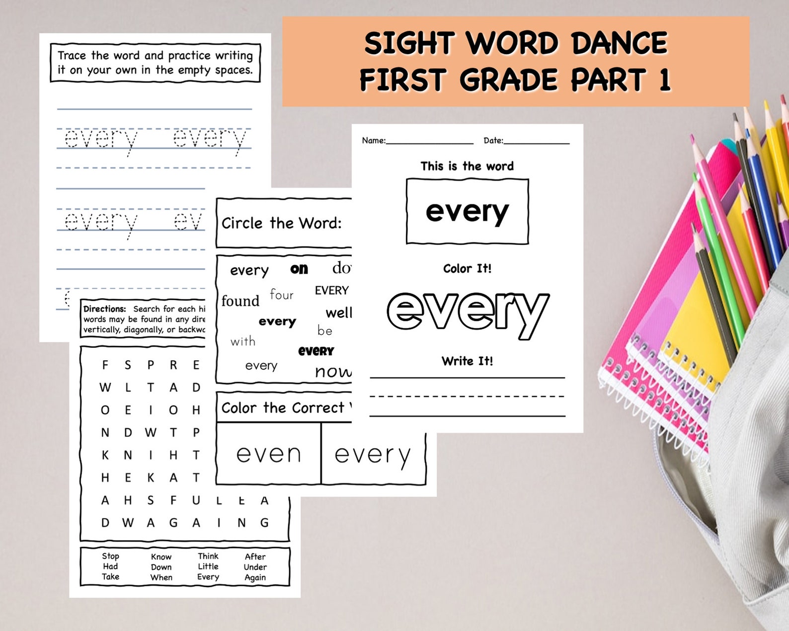 1ST Grade Sight Word Printable Worksheets Part 1 (watch the First Grade ...