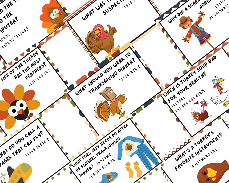 33 Thanksgiving Joke Cards | Lunch Box Notes | Printer Friendly Cards ...