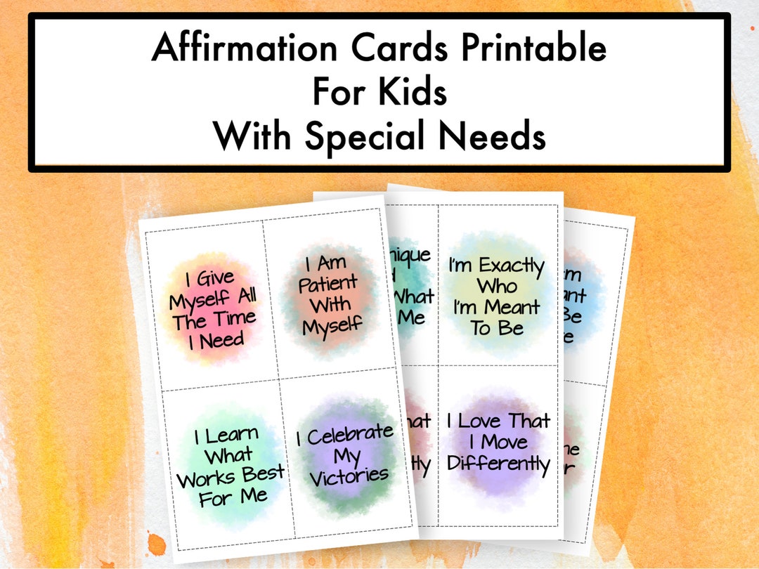 Special Needs Affirmation Cards for Kids Printable - Etsy