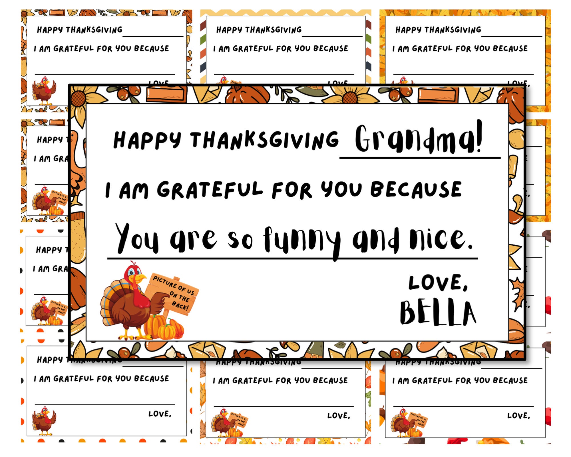 Thanksgiving Gratitude Card Handouts | Personalized Gratitude Cards ...
